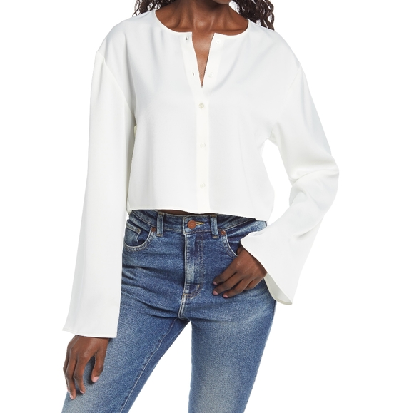 Wayf | Tops | New Wayf Harbor Crop Blouse French Vanilla | Poshmark